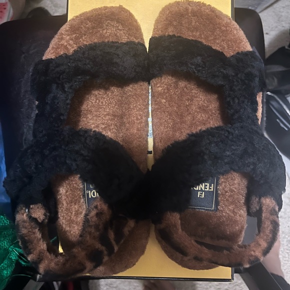 Fendi | Shoes | Fendi Shearling Ff Sandals | Poshmark